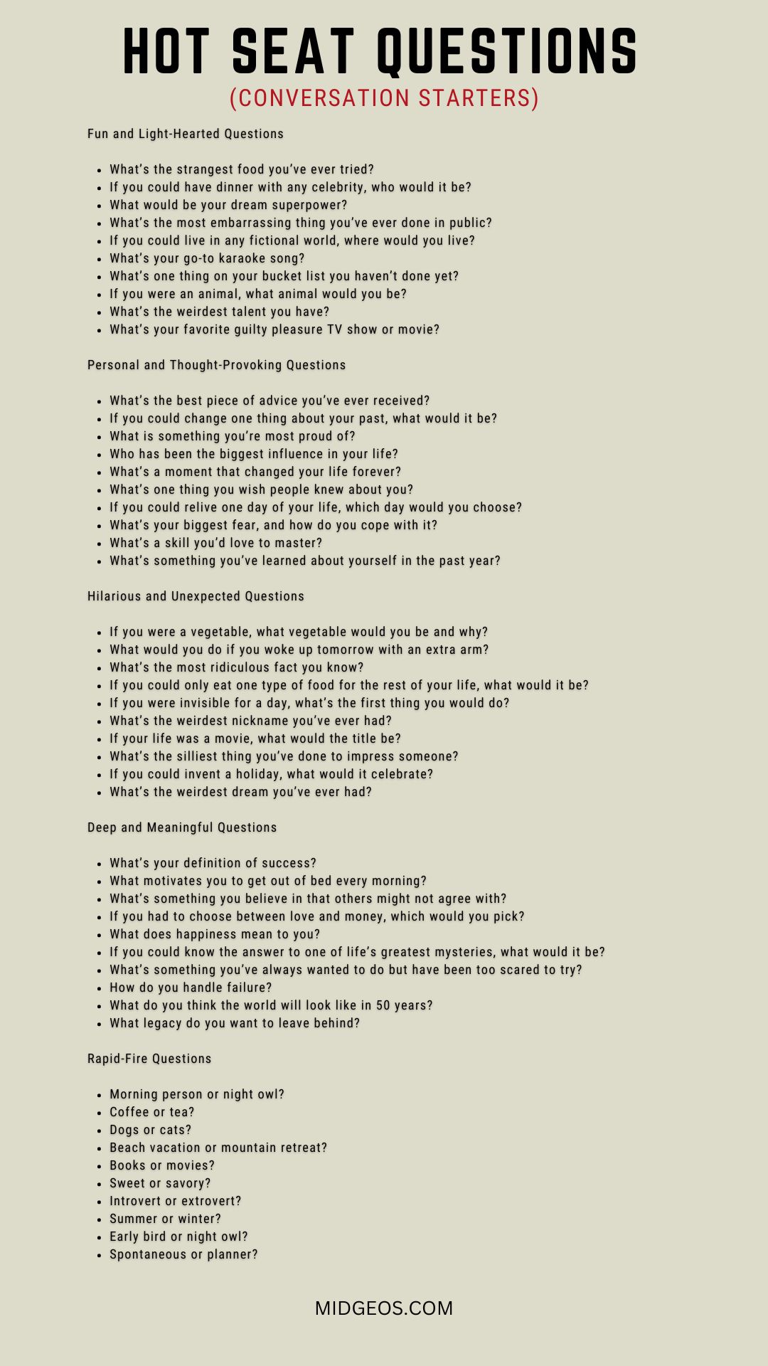 130 Fun And Engaging Hot Seat Questions (Conversation Starters)